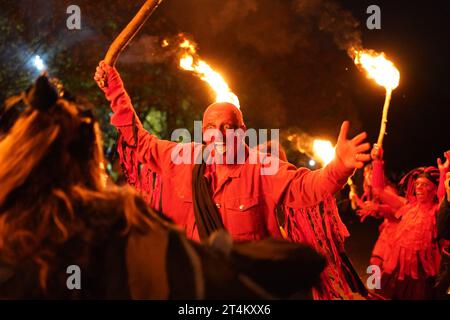 Performers during the Samhuinn Fire Festival in Holyrood Park ...