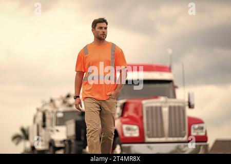 truck driver represents logistics. image of truck driver with logistics ...