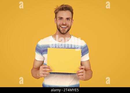 glad man sales representative offer advertisement. man offer his ...