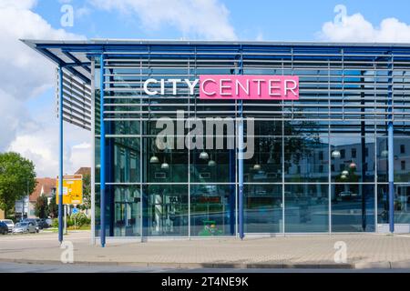 Modern facade with sign Citycenter Stock Photo - Alamy