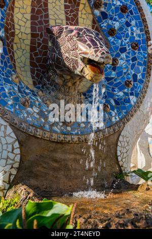 The Dragon Stairway. Park Guell by Antoni Gaudi architect. Barcelona ...