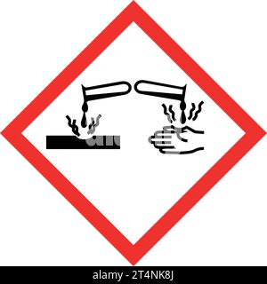 Vector illustration GHS05 hazard pictogram - corrosive , hazard warning ...