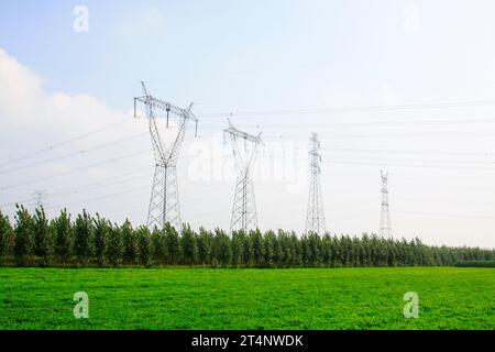 electric tower in the fields, closeup of photo Stock Photo - Alamy
