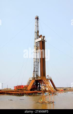 Oilfield drilling platform, closeup of photo Stock Photo - Alamy