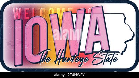 Welcome to iowa vintage rusty metal sign state Vector Image Stock ...