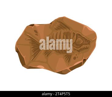 Ancient fossil, fish skeleton imprint in stone. Prehistoric animal ...