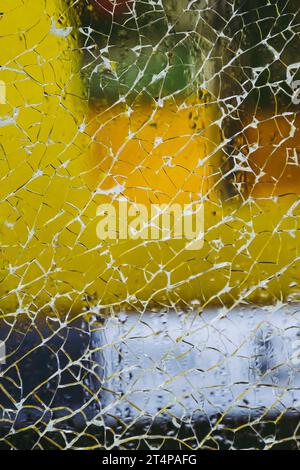 Shattered store window, close-up Stock Photo - Alamy