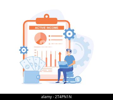 Man has paid job with stable salary. flat vector modern illustration ...