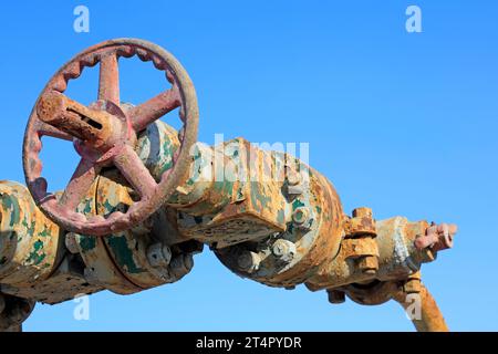 Control the handwheel and pipeline in oilfield Stock Photo - Alamy
