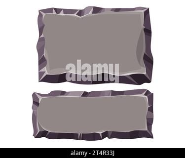 Set stone game menu panels, textured ui frames interface template in comic cartoon style ...