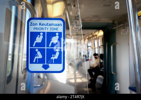 Priority seating zone for elderly and pregnant people in a public ...
