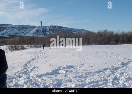 View of the iron ore mine Kirunavaara in Kiruna, Swedish Lapland Stock ...