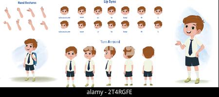 A School boy character model sheet. Student creation set. Male ...
