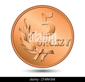 Reverse Polish money, five grosz coin. Vector illustration Stock Vector ...