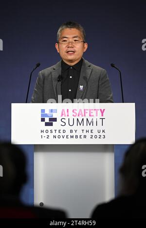 Yi Zeng, Chinese Academy of Sciences, speaks during the AI safety summit, the first global ...