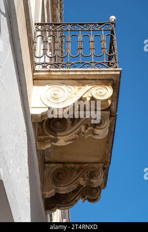 Marble balcony in Parikia, Paros Stock Photo - Alamy