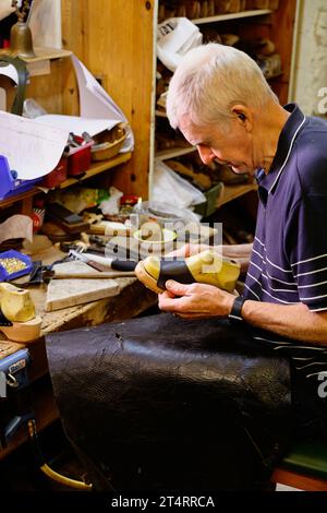 England, Yorkshire, Hebden Bridge, last traditional wooden clog makers ...