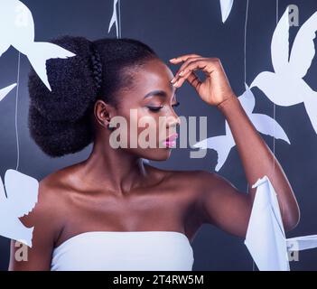 Brave serious-looking female african american femenist look from under ...