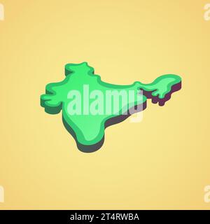 Stylized map of India. Isometric 3D green map with cities, borders ...