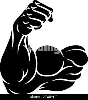 Muscular arm of a bodybuilder. Outline silhouette. Design element ...