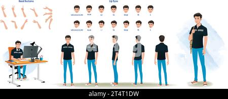 A man modelsheet. man turn around sheet, hand gestures, lip sync Stock Vector Image & Art - Alamy