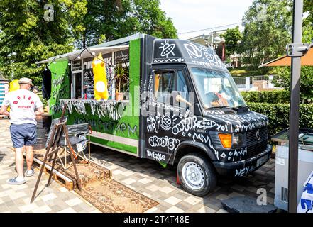 Samara, Russia - June 17, 2023: "Benjamin" cafe at the city street in ...