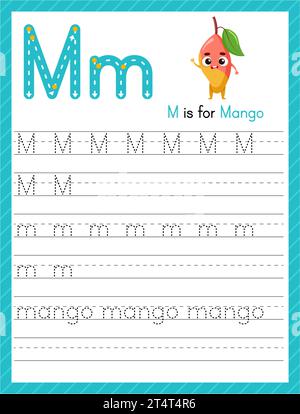 Colorful alphabet flashcard Letter M - mango, meatball, muffin ...