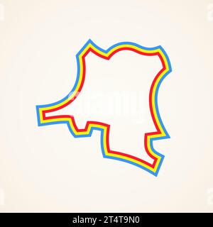 Simplified stylized outline map of DR Congo Stock Vector Image & Art ...