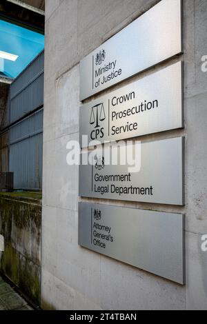 Ministry of Justice, Crown Prosecution Service sign, London, England ...