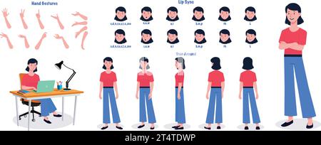 A Female model sheet. Woman creation set. Girl turnaround sheet, hand ...