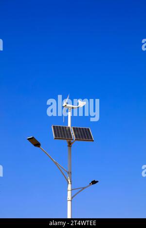 Solar wind street light under blue sky Stock Photo - Alamy