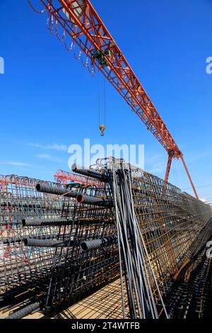 Steel beam and steel components under blue sky Stock Photo - Alamy