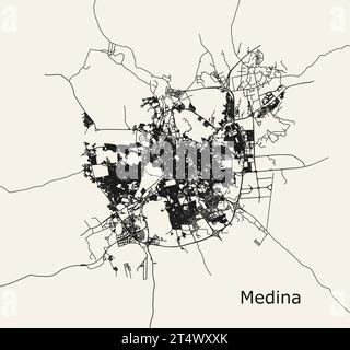 Detailed vector map of Al Madinah Al Munawwarah, Saudi Arabia Stock ...
