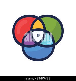 Hand drawn icon of rgb additive color mix theory Vector Image Stock ...