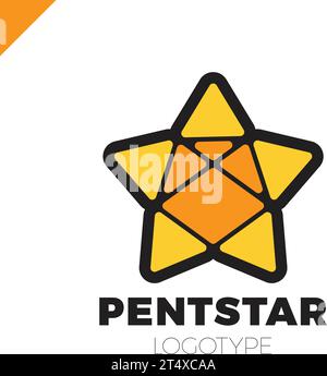 Penta line star logo pentagon direction Royalty Free Vector Stock ...