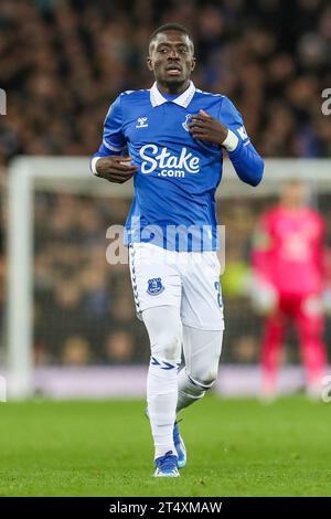 Everton midfielder Idrissa Gueye (27) sent off, red card during the ...