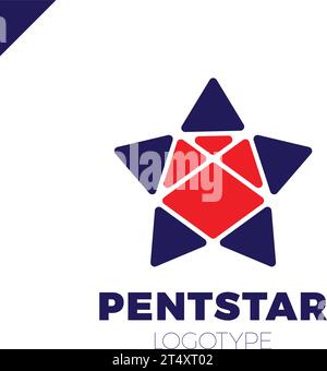 Penta line star logo pentagon direction Royalty Free Vector Stock ...