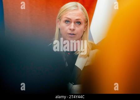 Finland's Foreign Minister Elina Valtonen arrives for the NATO summit ...