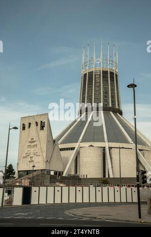Liverpool Metropolitan Cathedral's interior, stained glass and circular ...