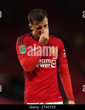 Manchester United's Mason Mount reacts after miss kicking the ball ...