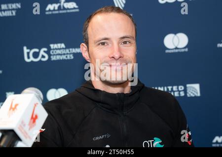 Marcel Hug attends media availability ahead of 2025 TCS New York ...