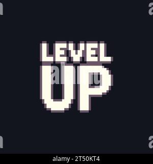 Pixel art 8-bit You Win text with winner golden cup on white background ...