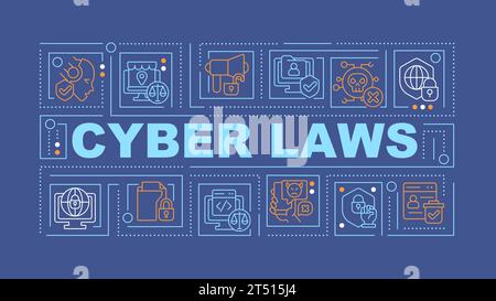 2D cyber laws text with multicolor thin line icons Stock Vector Image ...