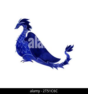 Blue dragon with feathers. Magic bird. Monster. Fairytale character ...