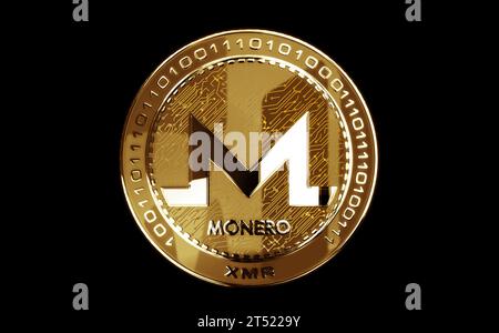 Monero XMR cryptocurrency isolated gold coin on green screen background ...