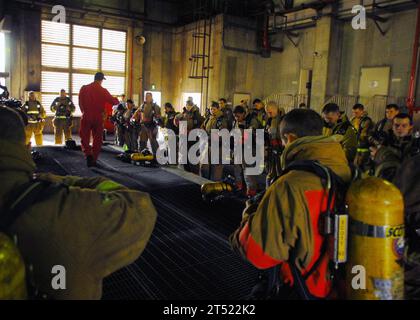 firefighting, Sailors, submarine tender, training, U.S. Navy, USS FRANK ...