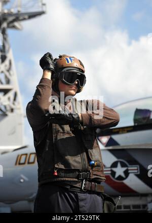 aircraft carrier, navy, plane captain, pre-flight check, U.S. Navy, USS ...