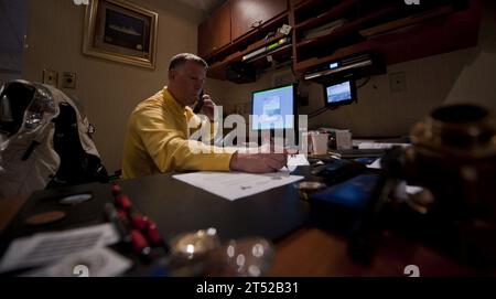 aircraft carrier, commanding officer, inport cabin, interview, Sailors ...