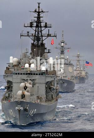 JMSDF Hiei underway with JMSDF Ashigara and USS Curtis Wilbur Stock ...