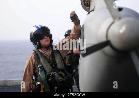 The pilot of a Tactical Electronic Warfare Squadron 135 (VAQ-135) EA-6B ...